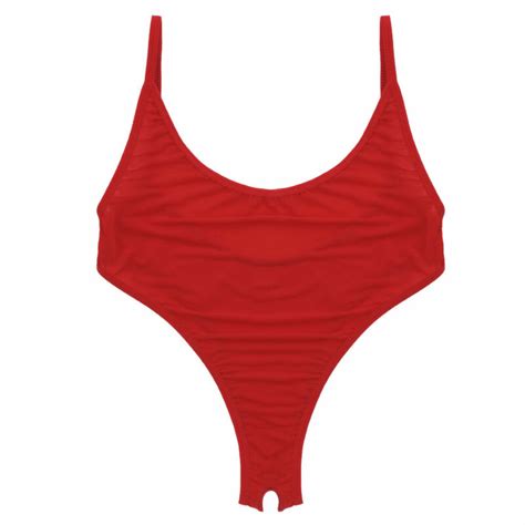 Sexy Women One Piece Swimsuit Crotchless Thong Bodysuit High Cut Bikini