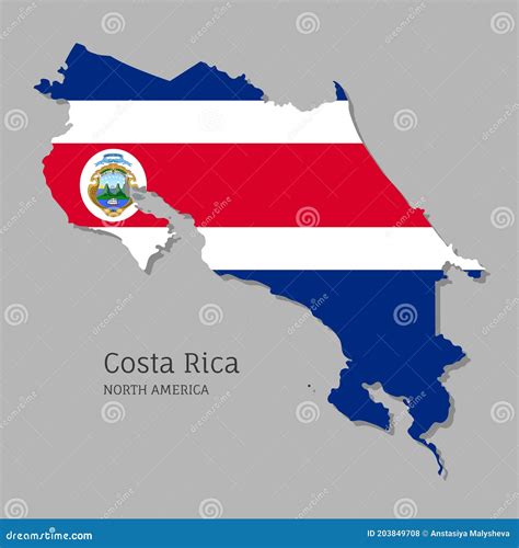 Map Of Costa Rica With National Flag Stock Vector Illustration Of