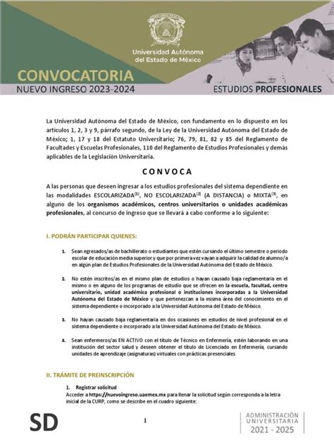 Convocatoria UAEMex 2023 Nivel Superior licenciatura e ingeniería