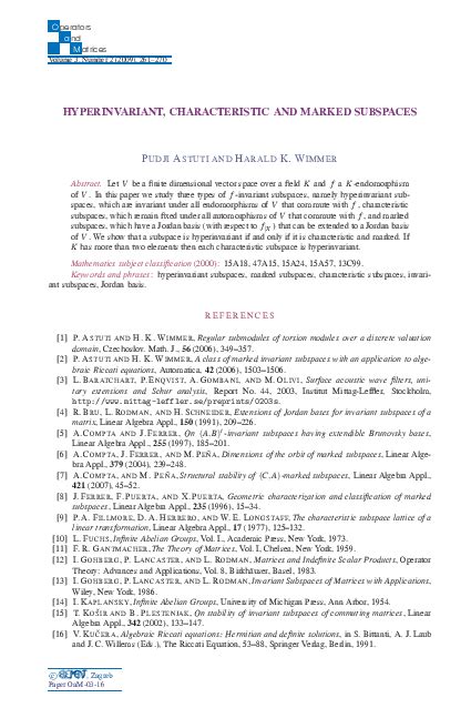 pdf hyperinvariant characteristic and marked subspaces pudji astuti