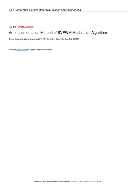 pdf an implementation method of svpwm modulation algorithm