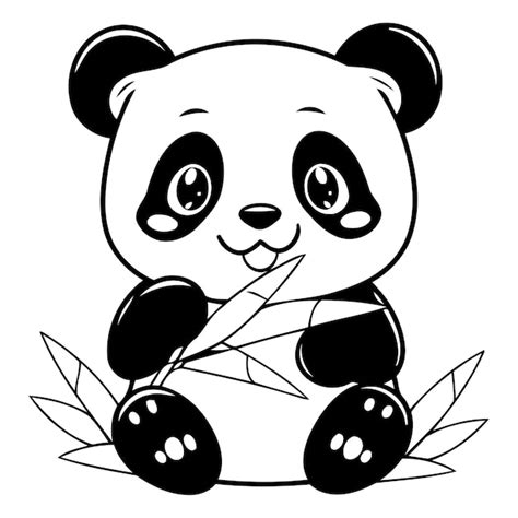 Um Bonito Urso Panda De Desenho Animado Sentado Em Folhas De Bambu