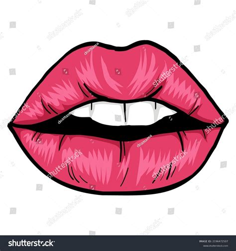 Red Lip Sexy Lips White Teeth Stock Vector Royalty Free 2196472507