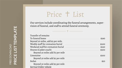 Funeral Home General Price List Free Google Docs Template Gdoc Io