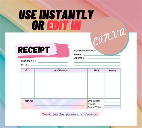 Stationery Design Stationery Paper Receipt Template Edit Text Does