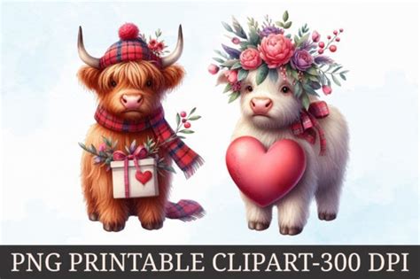 Valentines Day Highland Cow Clipart Graphic By Designcity Creative