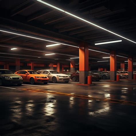 Ilustración de un aparcamiento subterráneo con varios coches aparcados