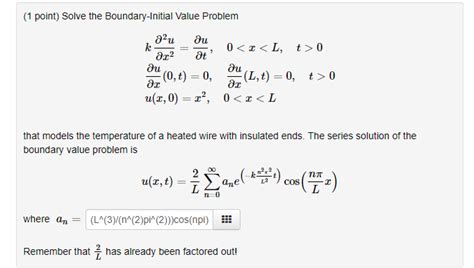 solved 1 point solve the boundary initial value problem k