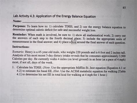 Solved Lab Activity Application Of The Energy Balance Chegg
