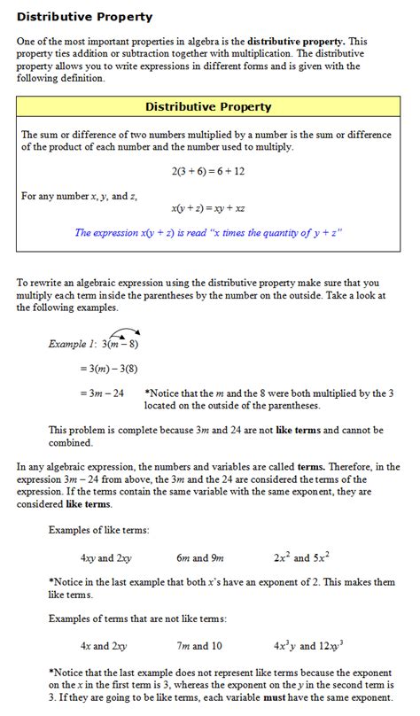 The Distributive Properties Of Multiplication Over Addition 01 26