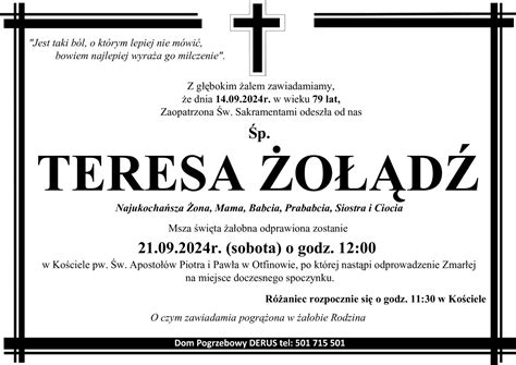 Nekrologi Strona Z A W Derus Us Ugi Pogrzebowe Tarn W