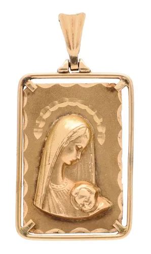 Medalla De Oro Amarillo K Motivo Virgen Gramos