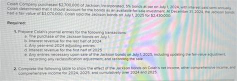 Solved Colah Company Purchased 2 700 000 Of Jackson Chegg