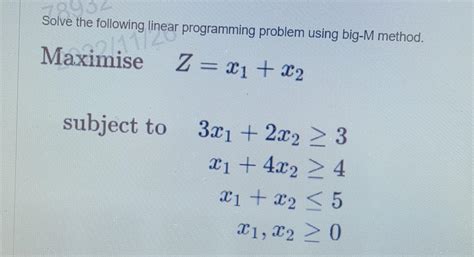 solved solve the following linear programming problem using