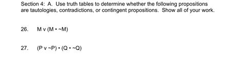 [solved] section 4 a use truth tables to determine whether the following course hero