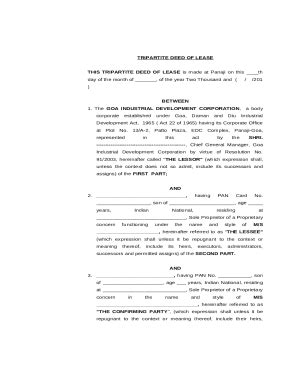 Tripartite Deed Of Lease Doc Template Pdffiller