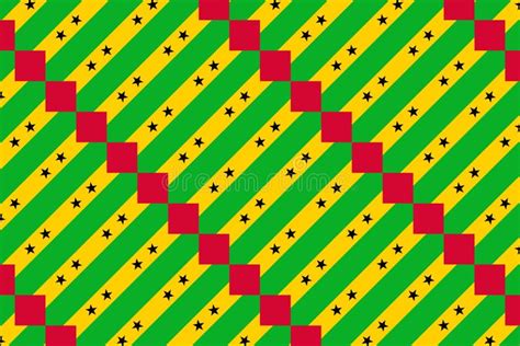 Geometric Pattern In The Colors Of The National Flag Of Sao Tome And