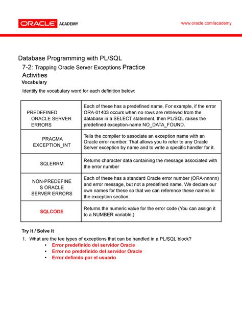 Plsql Practice La Mejor Practica Del A O Oracle Academy