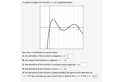solved 1 point consider the function y f x graphed
