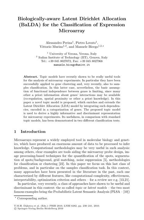 pdf biologically aware latent dirichlet allocation balda for the classification of
