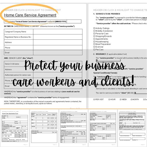 Home Care Agreement Template Terms Of Service Home Health Etsy Canada