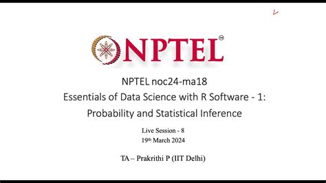 Week Nptel Noc Ma Essentials Of Data Science With R