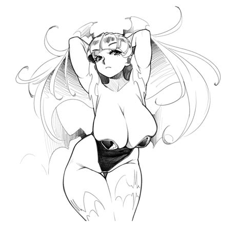 Rule 34 Aeyga Black And White Clothing Darkstalkers Demxxx Greyscale Large Breasts Morrigan