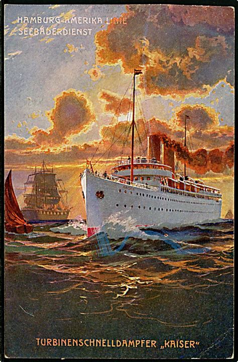 5 pfg Germania på brevkort Turbinenschnelldampfer Kaiser