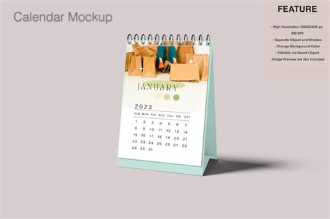 Maquette De Calendrier En Spirale Debout Psd Premium