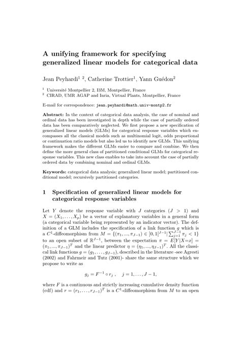 pdf a unifying framework for specifying generalized linear models for categorical data