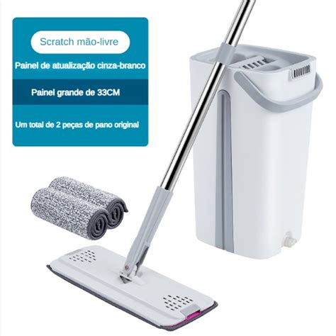 Rodo Flat Mop E Balde Lava E Seca Profissional 2 Refil Shopee Brasil