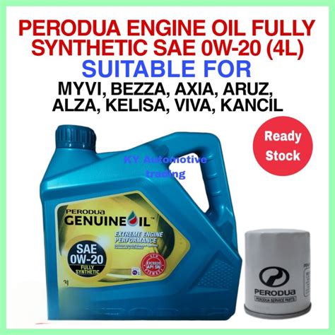 PERODUA 0W20 3L FULLY SYNTHETIC ENGINE OIL MINYAK HITAM ENJIN KERATA