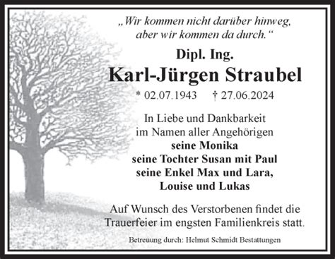 Traueranzeigen von Karl Jürgen Straubel abschied nehmen de