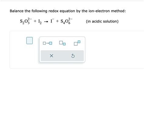 Solved Balance The Following Redox Equation By The Chegg