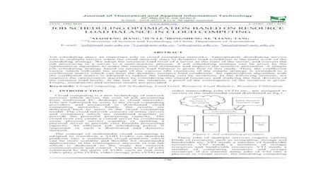 pdf 1992 8645 job scheduling optimization based on … · provides a job scheduling algorithm