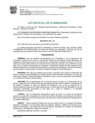 LEY ESTATAL DE PLANEACION