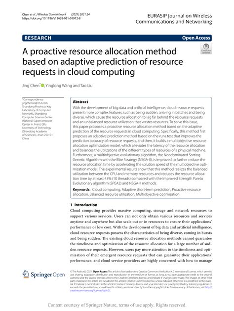 pdf a proactive resource allocation method based on adaptive prediction of resource requests