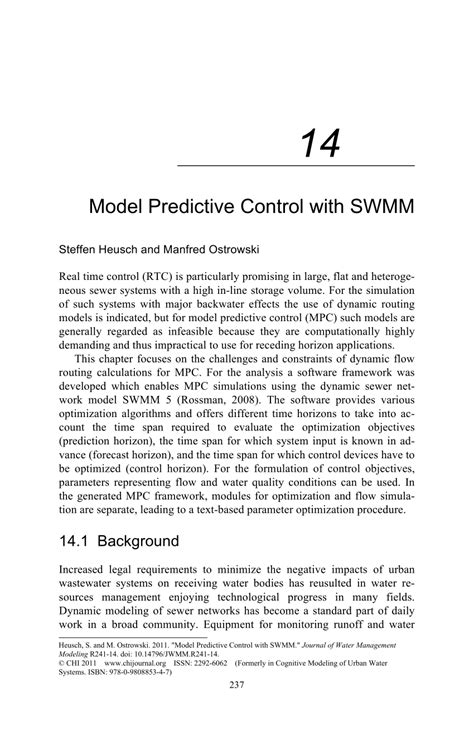 pdf model predictive control with swmm