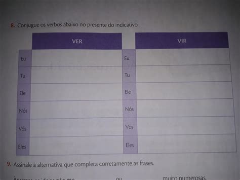 Conjugue Os Verbos Abaixo No Presente Do Indicativo Brainly Br