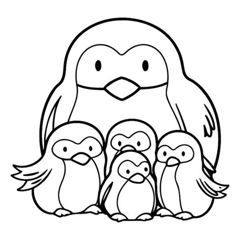 Familia de pingüinos ilustración vectorial de pingüino de dibujos