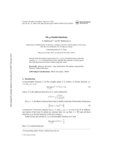 pdf on p yosida functions