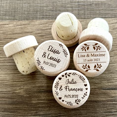 Bouchon personnalisé en bois et liège à l unité ou en lot