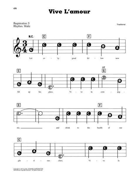 Vive L Amour By Traditional Sheet Music For E Z Play Today At Sheet