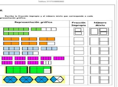 escribe la fracción impropia en número mixto que corresponde a cada
