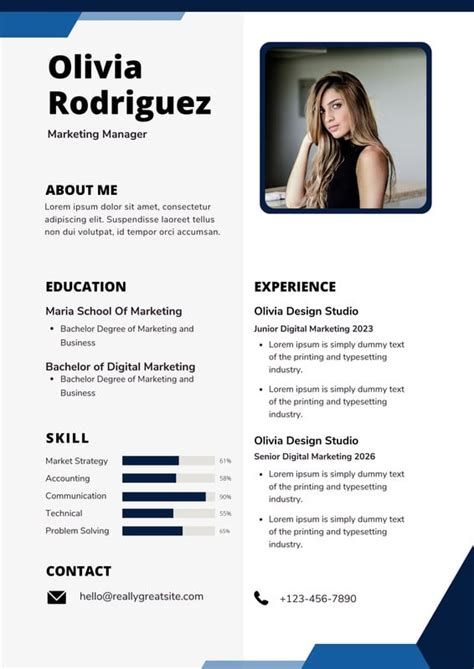 Free Printable Customizable Photo Resume Templates Canva