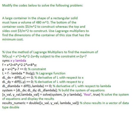 solved modify the codes below to solve the following