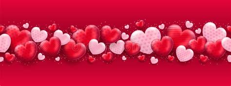 Love Heart Template Header Or Footer Happy Valentines Day Greeting