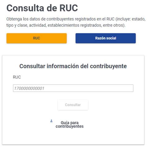 Consulta RUC por nombre o cédula SRI en línea EcuadorLegalOnline