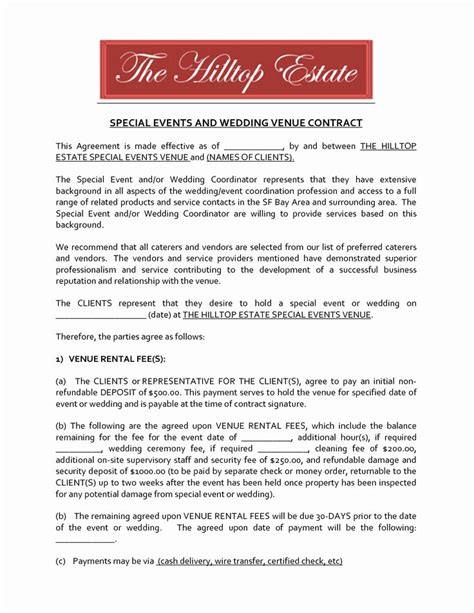 Event Venue Agreement Template