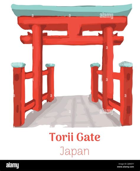 Ilustración del vector de dibujo manual de la puerta torii de japón